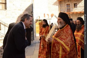Visite du Premier ministre grec Antonis Samaras sur le Mont Athos ...